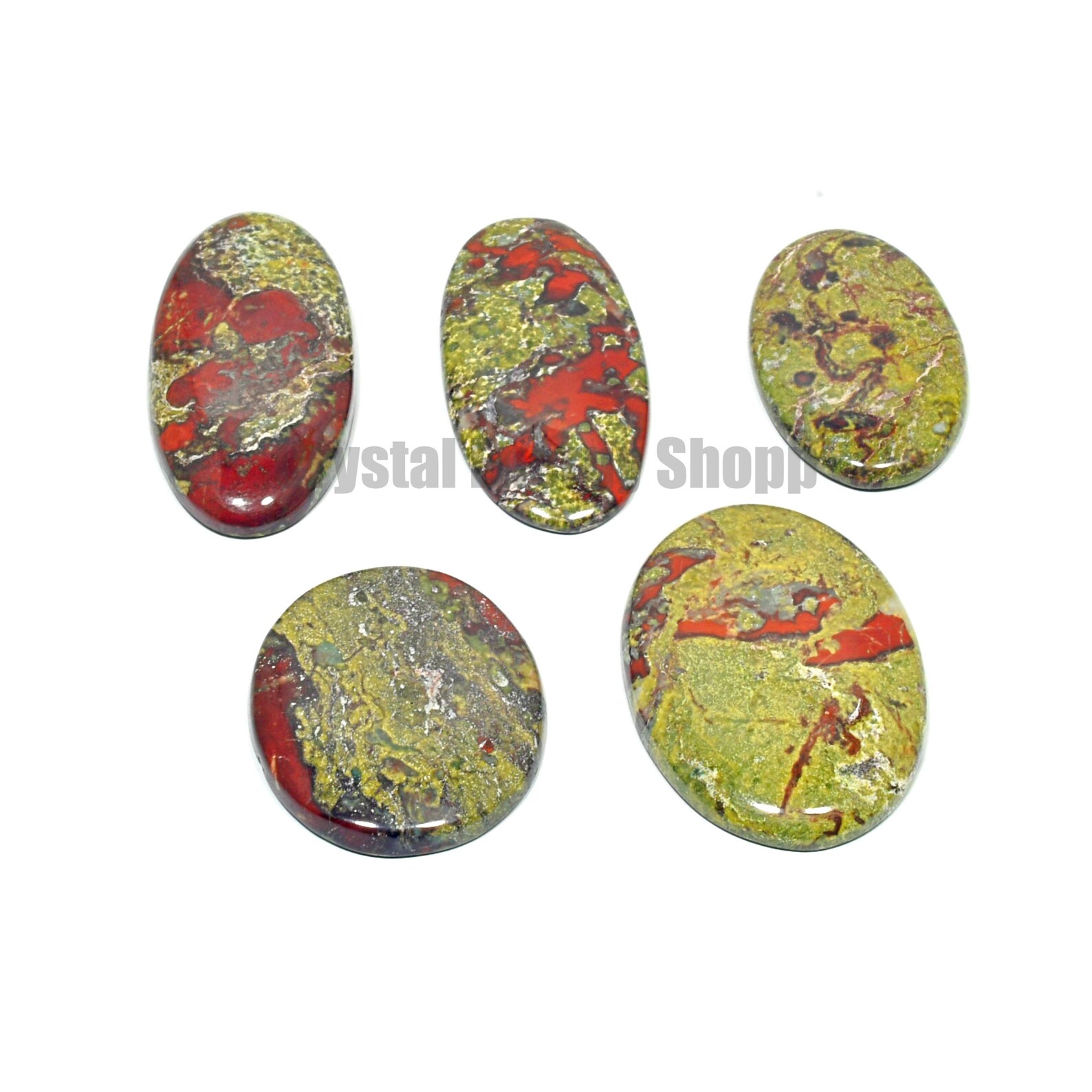 Lot of 5 Dragon Blood Jasper Oval Shape Gemstone Natural Dragon Blood ...