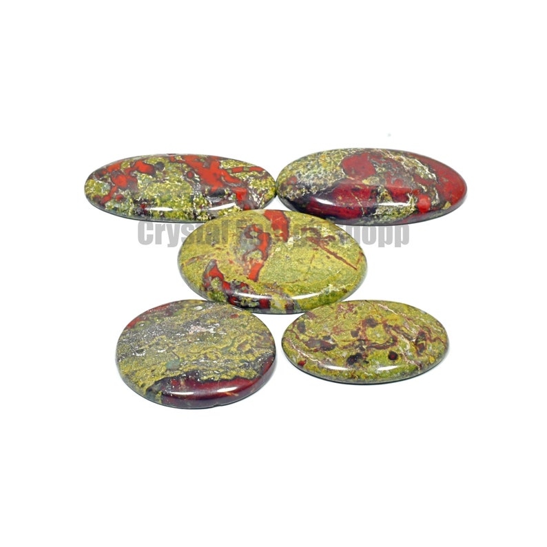 Lot of 5 Dragon Blood Jasper Oval Shape Gemstone Natural Dragon Blood ...