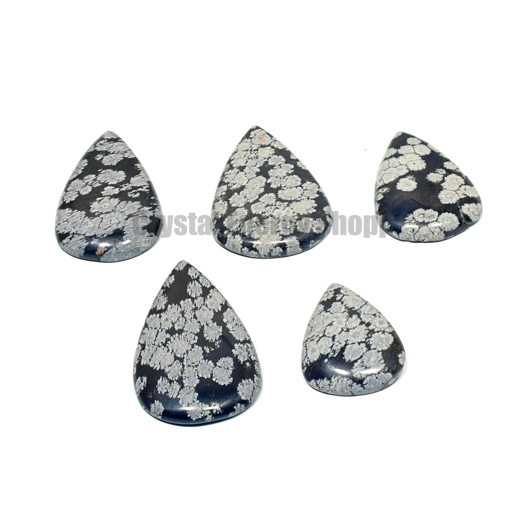 Natural Snowflake Obsidian Pear Shape Crystal, Lot of 5 Snowflake ...