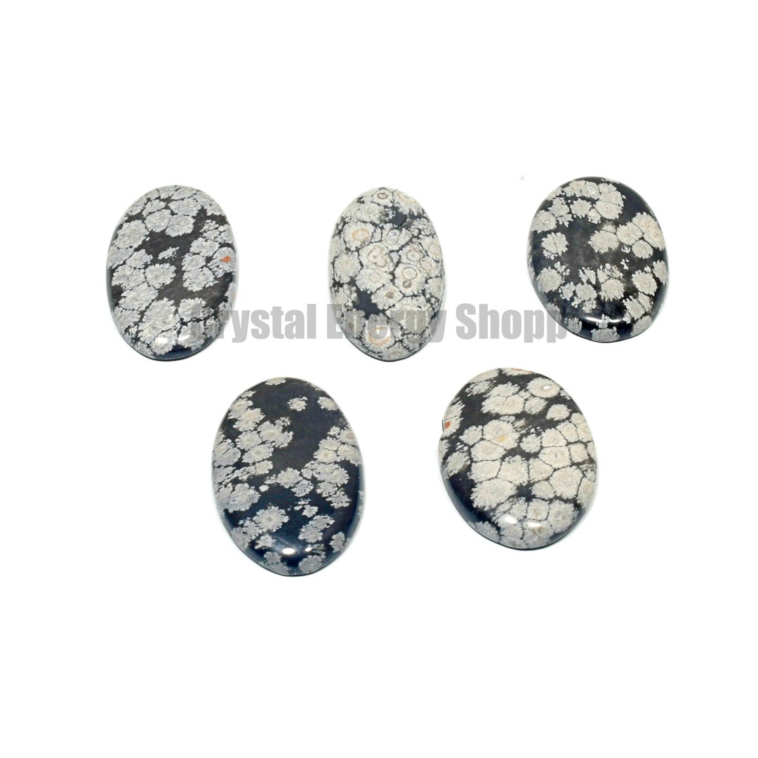 Natural Snowflake Obsidian Oval Shape Crystal, Lot of 5 Snowflake ...