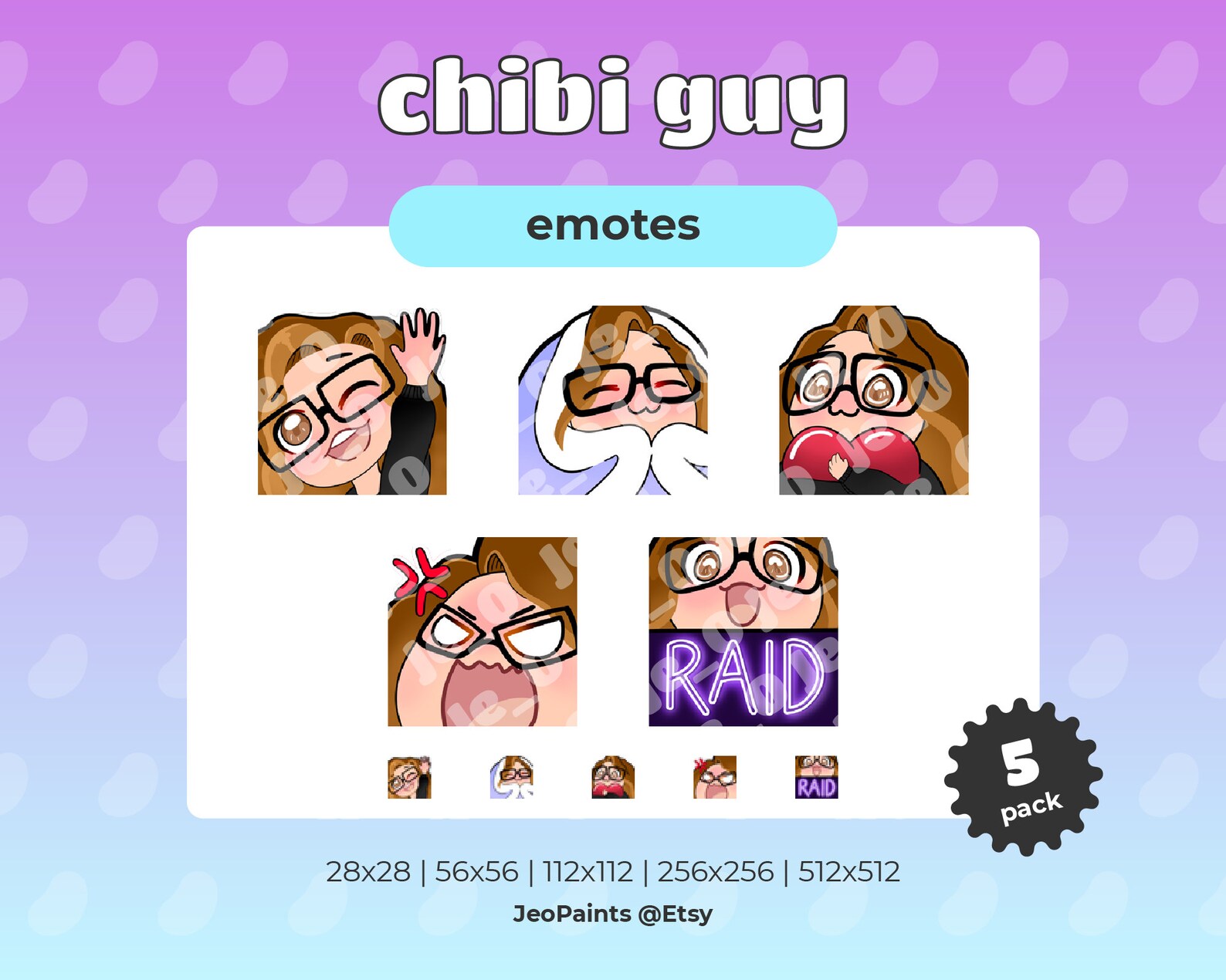 Chibi Guy With Curly Brown Hair Brown Eyes and Rect Glasses - Etsy