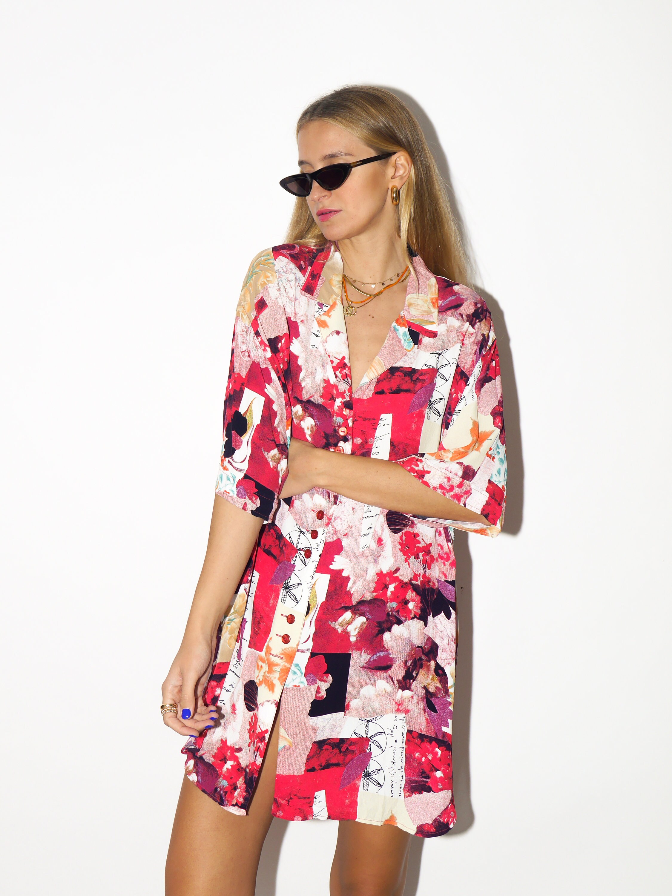 VINTAGE Dress 1980s Premium Vintage Dress Viscose Dress Floral Dress ...