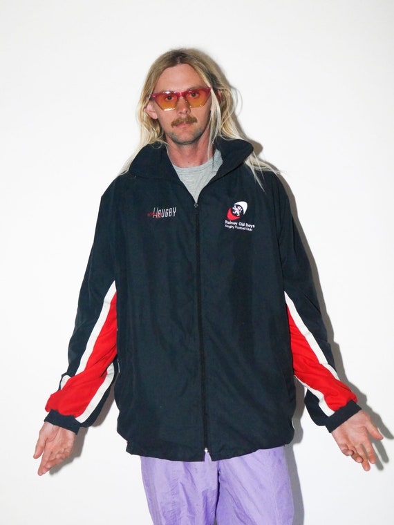 1990s vintage rugby team jacket navy/red/white | retr… - Gem