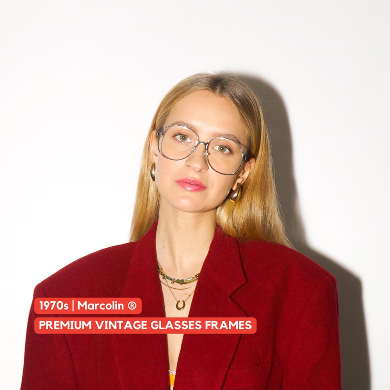 VINTAGE Marcolin® Premium Silver Eyeglasses 1970s Silver Metal Frames ...