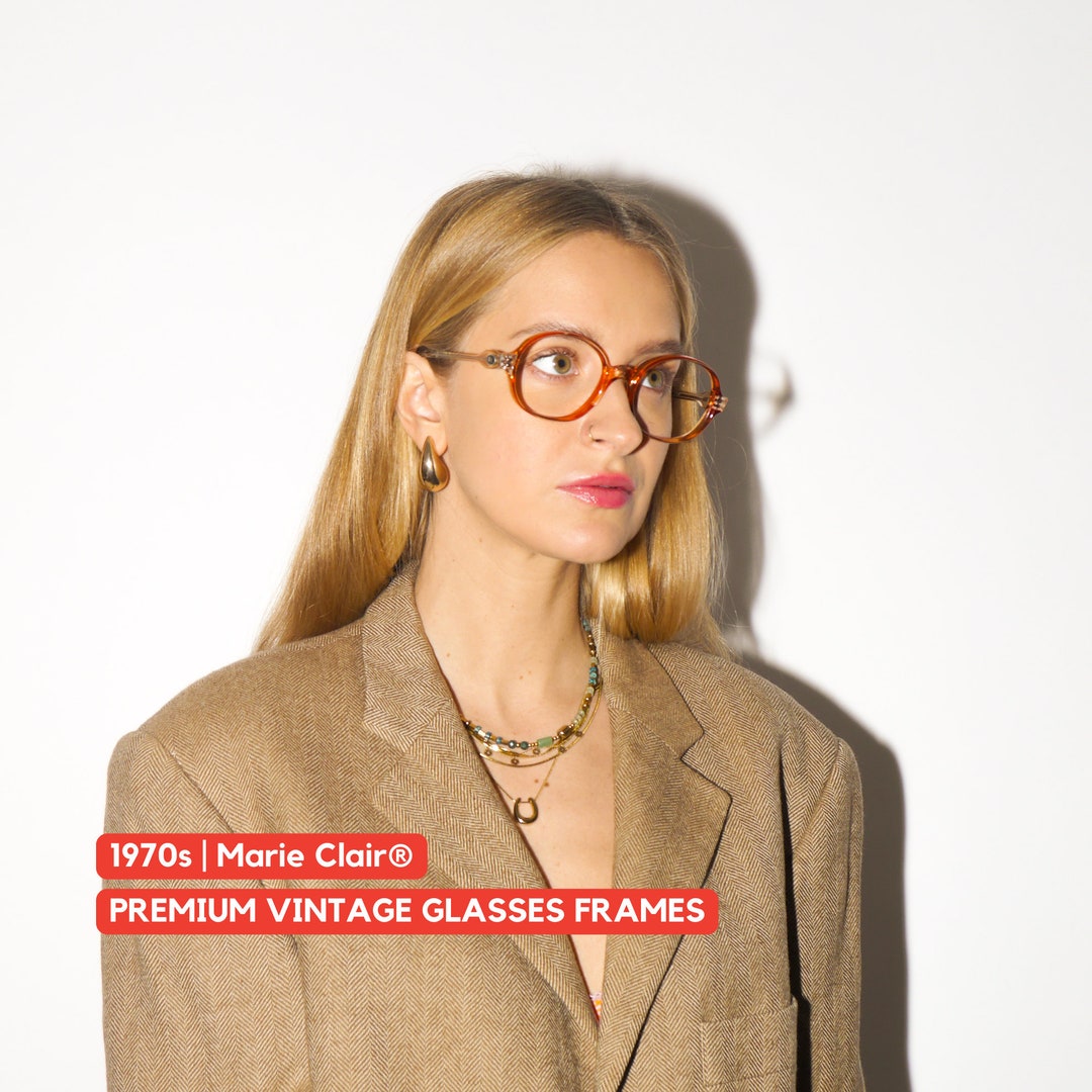 VINTAGE Marie Clair Premium Eyeglasses 1970s | Brown and Clear Plastic ...