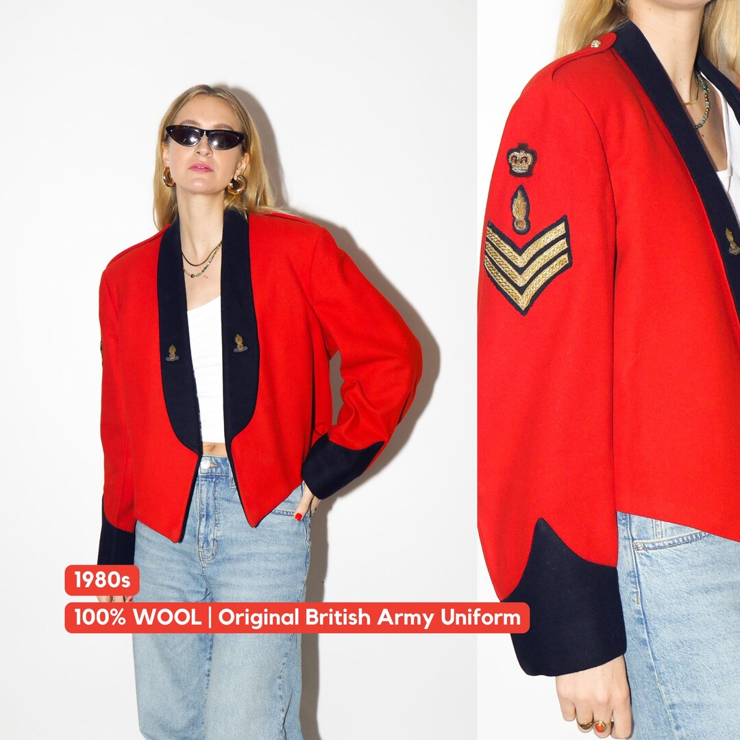 VINTAGE Military Jacket From 1980s, Wool British Military Jacket in Red ...
