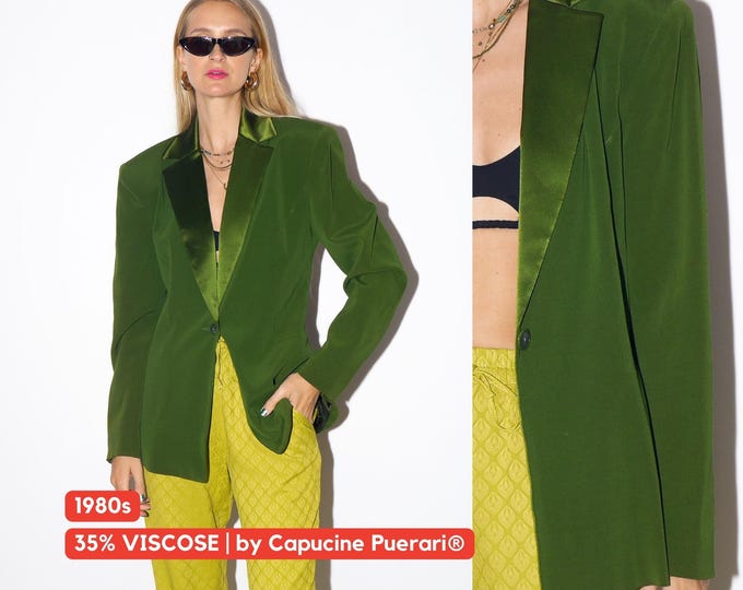 1980s Grass-green Elegant Blazer by Capucine Puerari® - Vintage Women's ...