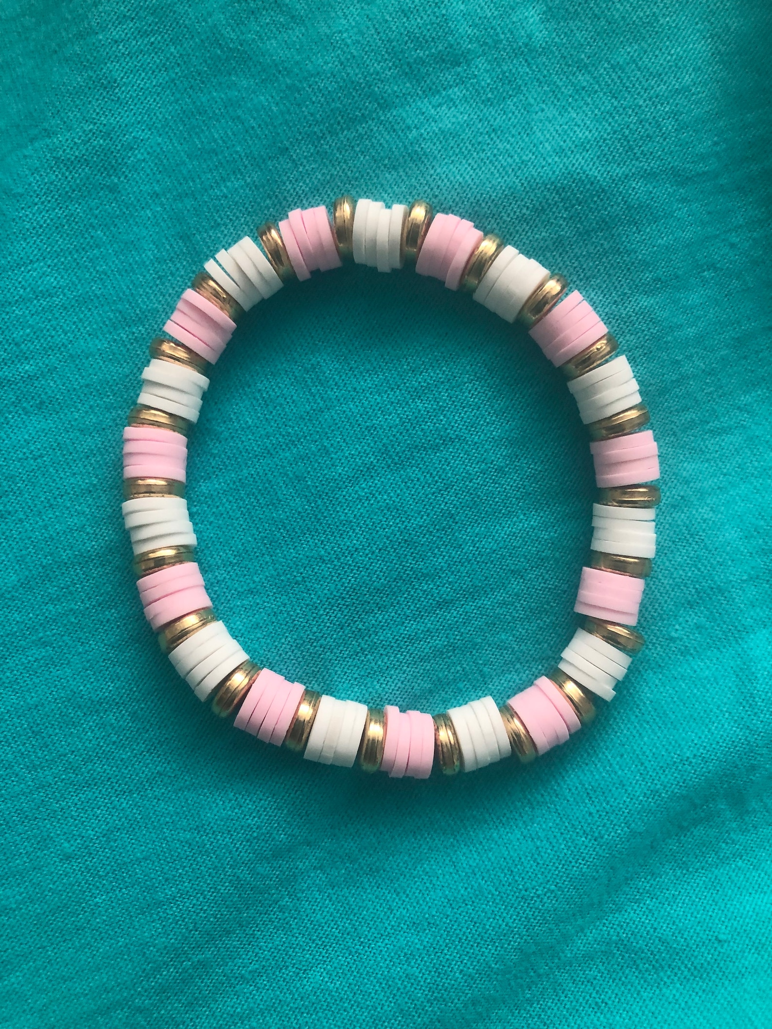 Pink and Blue Gold Accented Clay Bead Bracelets - Etsy