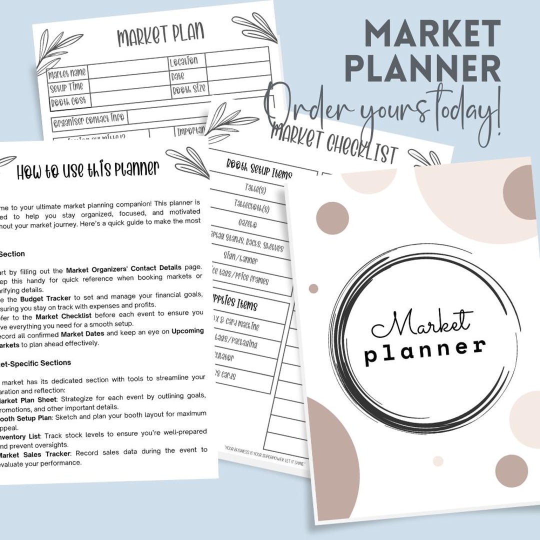 Market Planning Book | Printable PDF for Market Vendors | Small ...