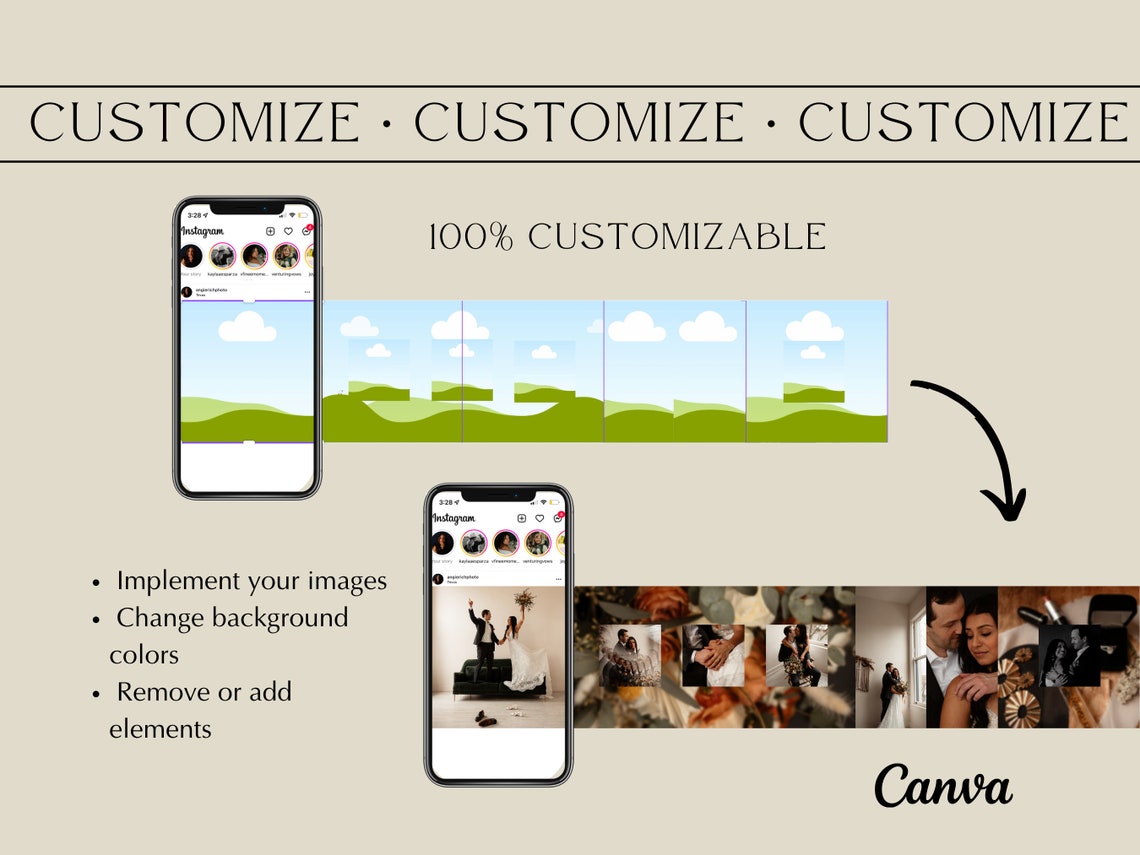 Instagram Carousel Template, Seamless Carousel, CANVA Template ...