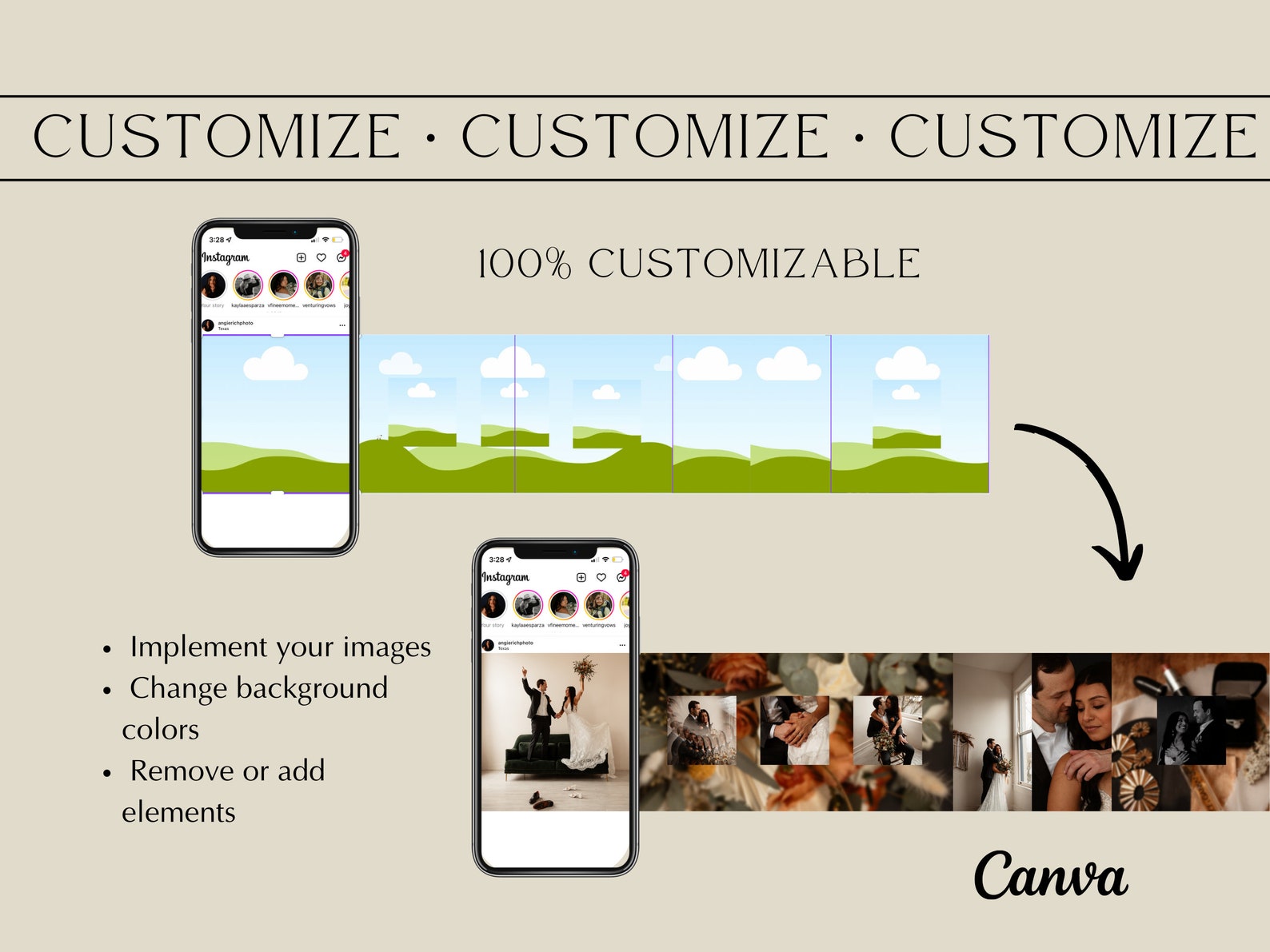 Instagram Carousel Template, Seamless Carousel, CANVA Template ...