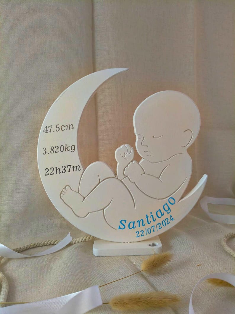 Personalized Wooden Baby Moon Sign – Custom Birth Stats Keepsake With ...