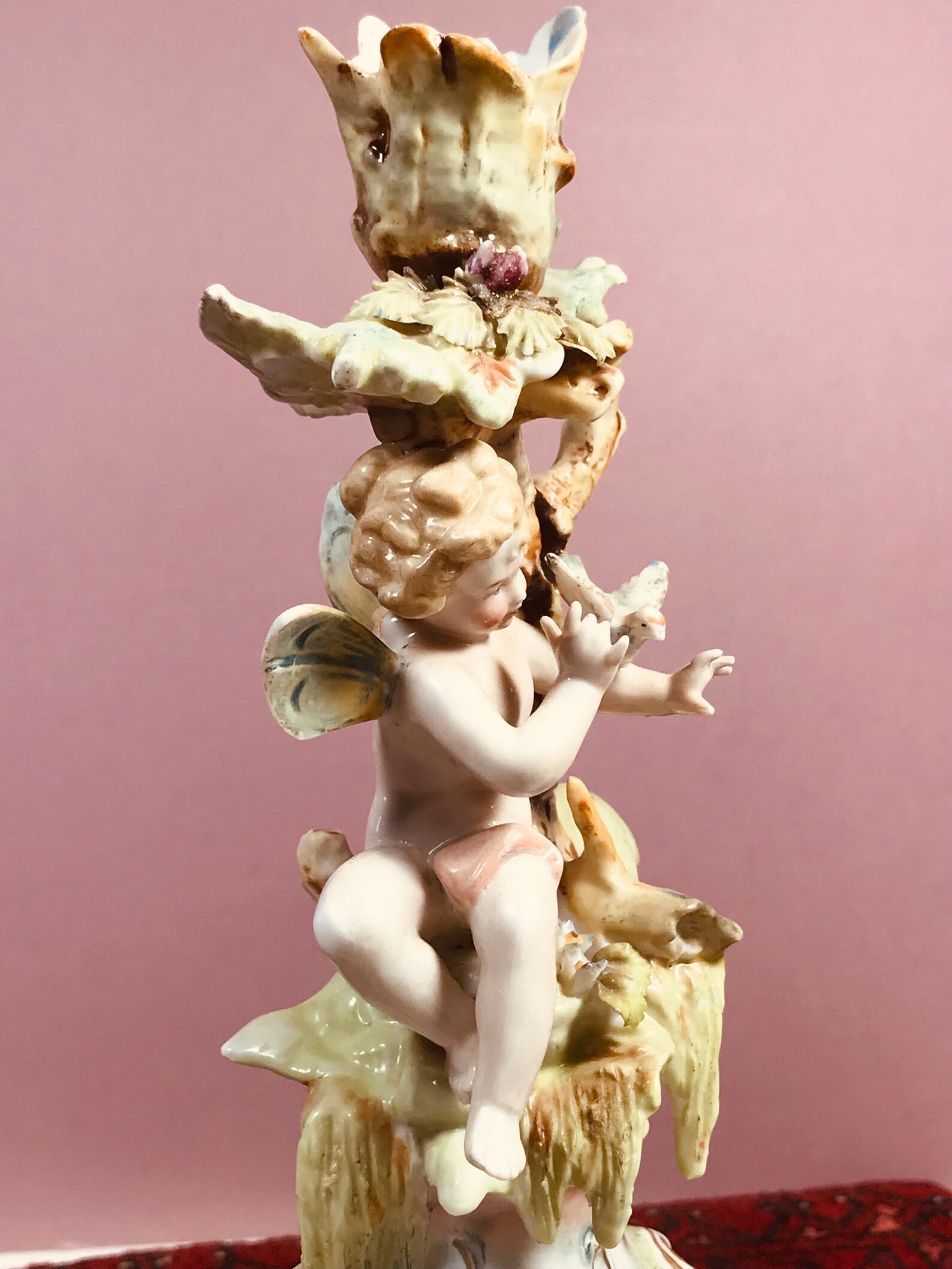 Vintage Porcelain Cherub Candle Stand . - Etsy