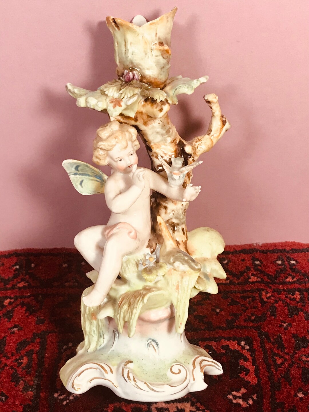 Vintage Porcelain Cherub Candle Stand . - Etsy
