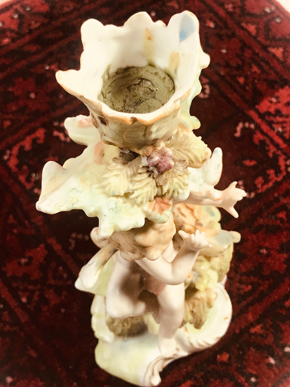 Vintage Porcelain Cherub Candle Stand . - Etsy