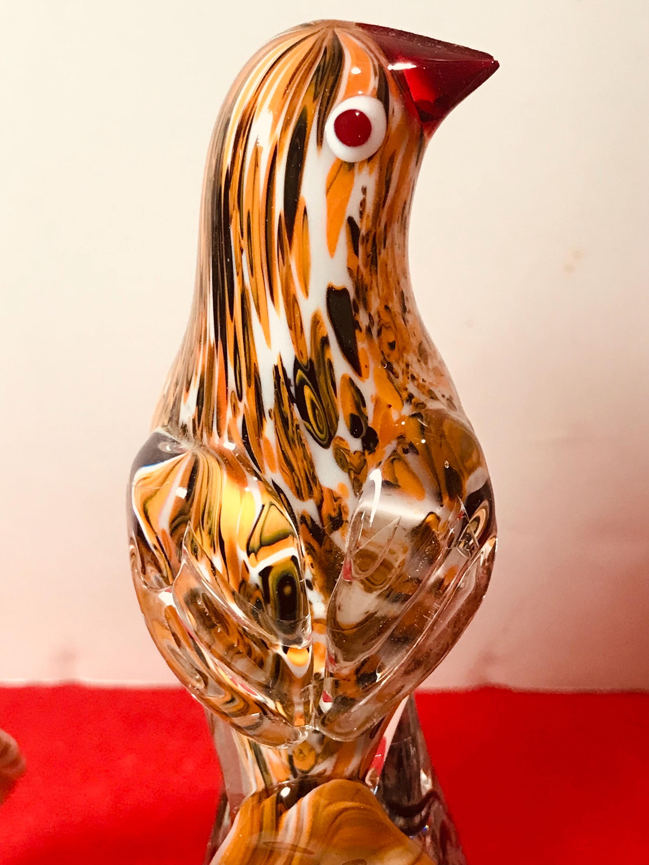 Morano Art Glass Large Colorful Parrot Bird Figurine Pair 9 1/2” Tall ...
