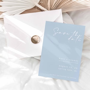 Dusty Blue Save the Date, Save the Date Template, Save the Date Card ...