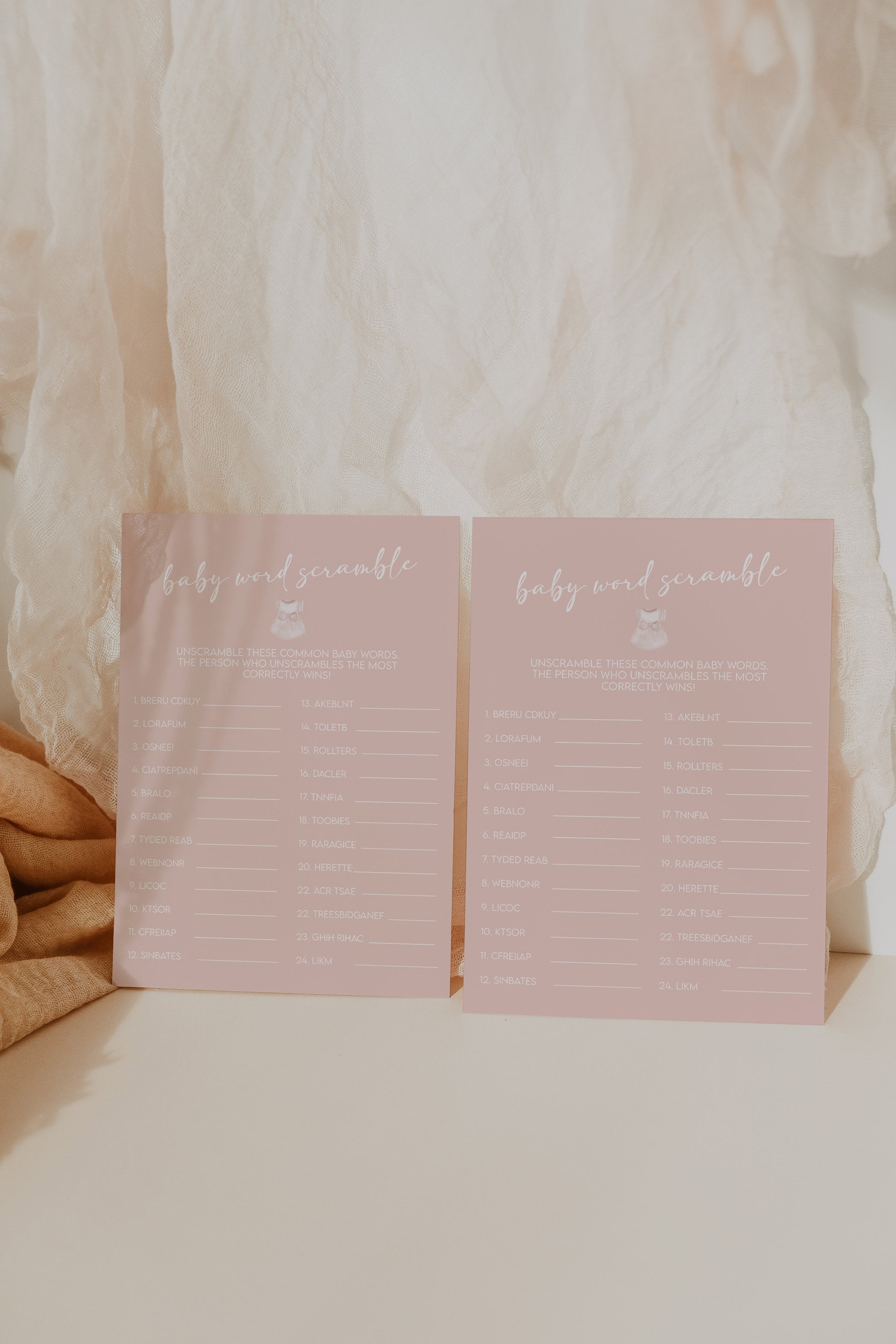 Pink Baby Girl, Baby Shower Word Scramble Game, Baby Shower, Word ...