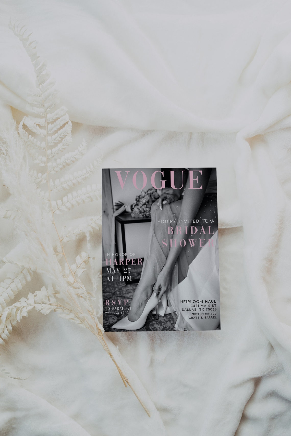 VOGUE Bridal Shower Invite, Bridal Shower Invitation, Digital Download ...