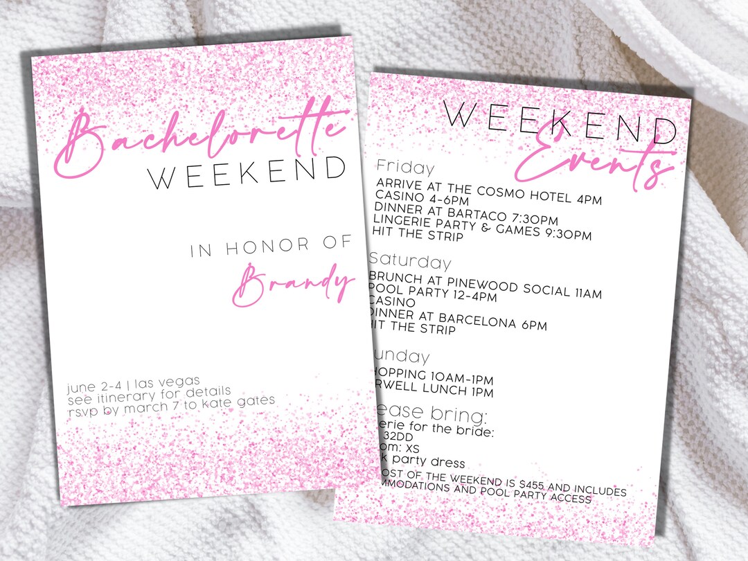 Bachelorette Invitation Template Bachelorette Itinerary - Etsy