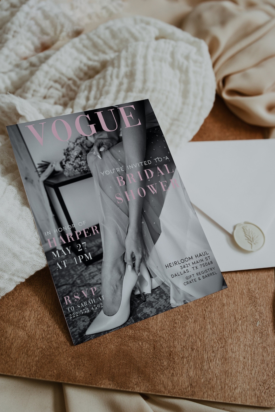 VOGUE Bridal Shower Invite, Bridal Shower Invitation, Digital Download ...