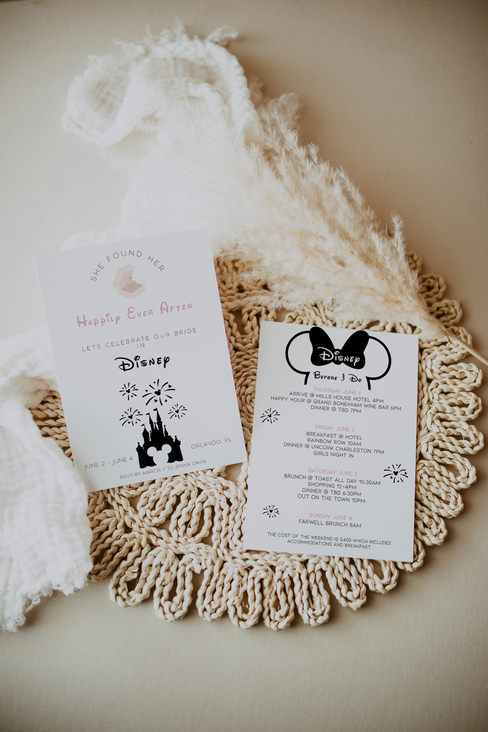 DISNEY Bachelorette Itinerary Template, Castle Bachelorette Weekend ...