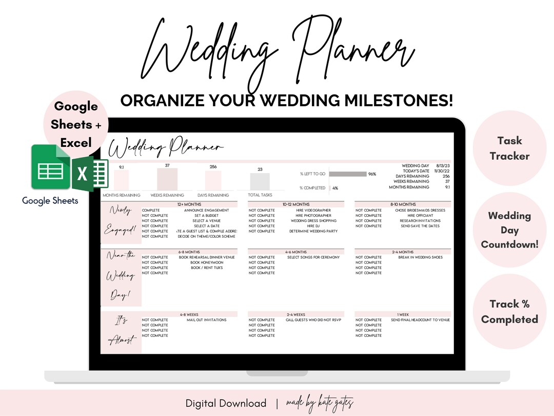Wedding Planner Spreadsheet | Excel Spreadsheet Template | Google Sheet ...