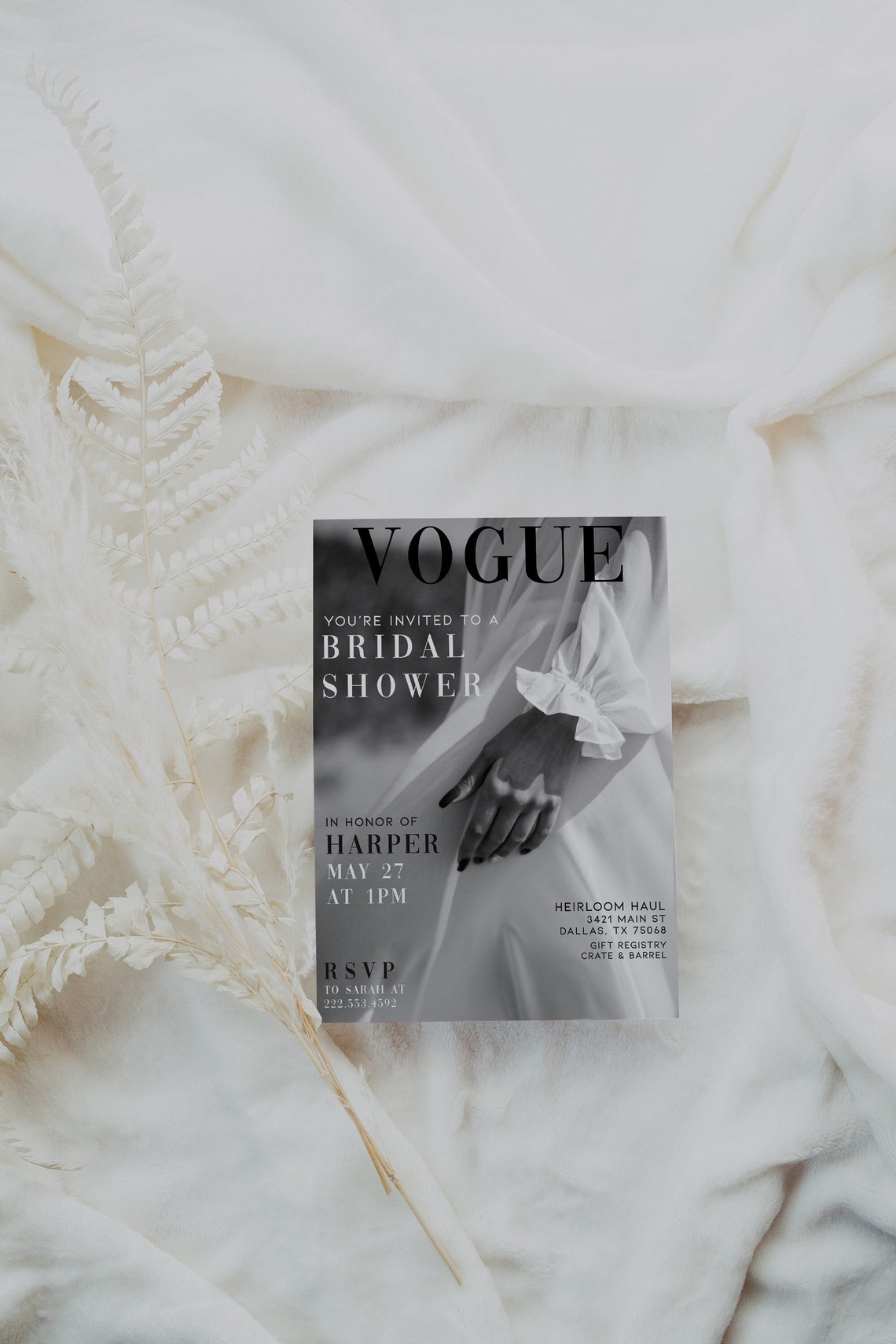 VOGUE Bridal Shower Invite, Bridal Shower Invitation, Digital Download ...
