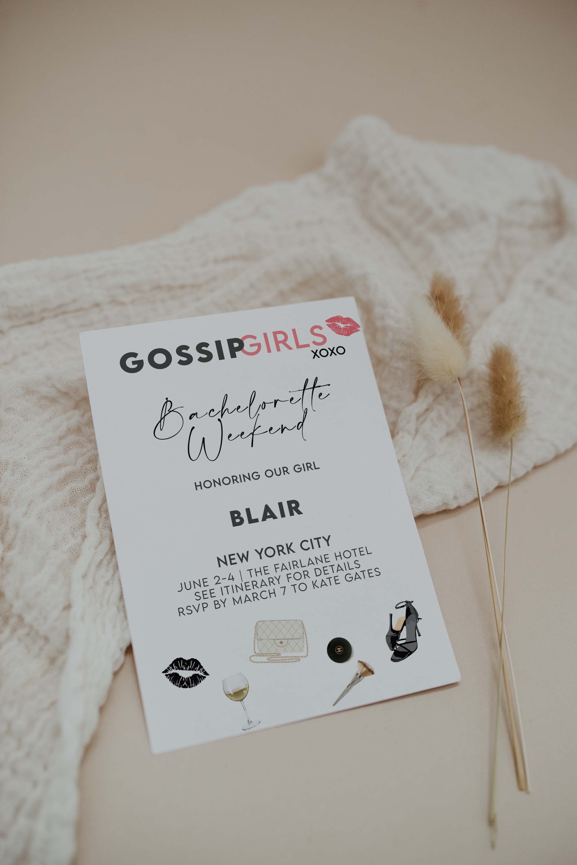 Gossip Girls City Bachelorette Itinerary Template, Bachelorette Weekend ...