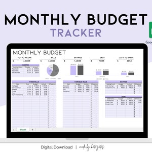 Monthly Budget Spreadsheet, Google Sheets, Budget Template, Microsoft ...