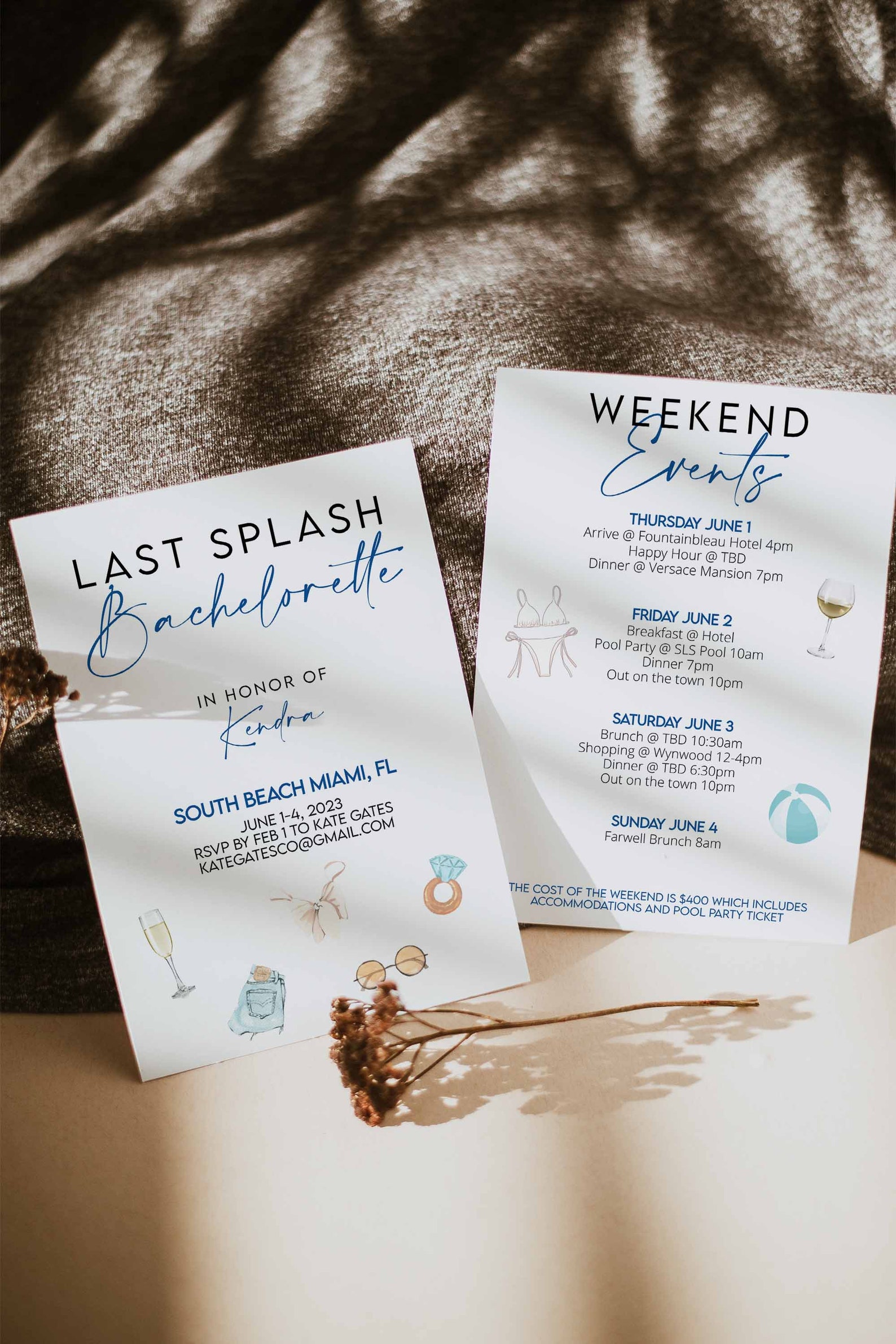 Last Splash Bachelorette Itinerary Template Miami - Etsy
