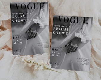 VOGUE Bridal Shower Invite, Bridal Shower Invitation, Digital Download ...