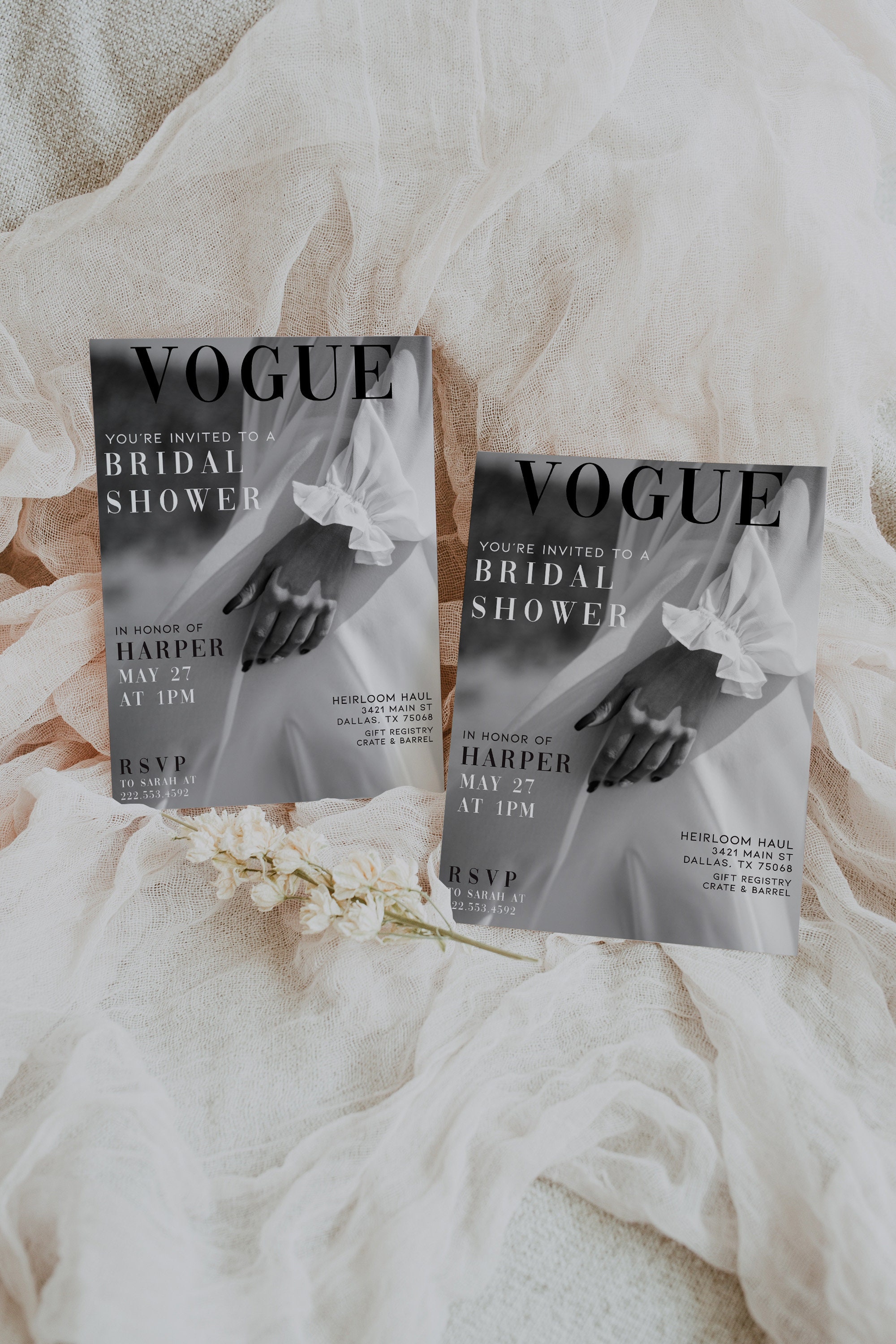 VOGUE Bridal Shower Invite, Bridal Shower Invitation, Digital Download ...