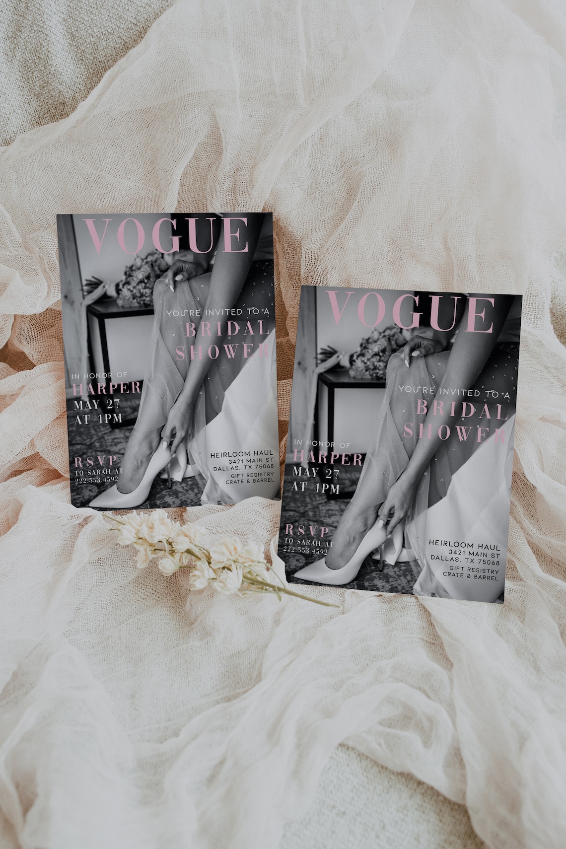 VOGUE Bridal Shower Invite, Bridal Shower Invitation, Digital Download ...