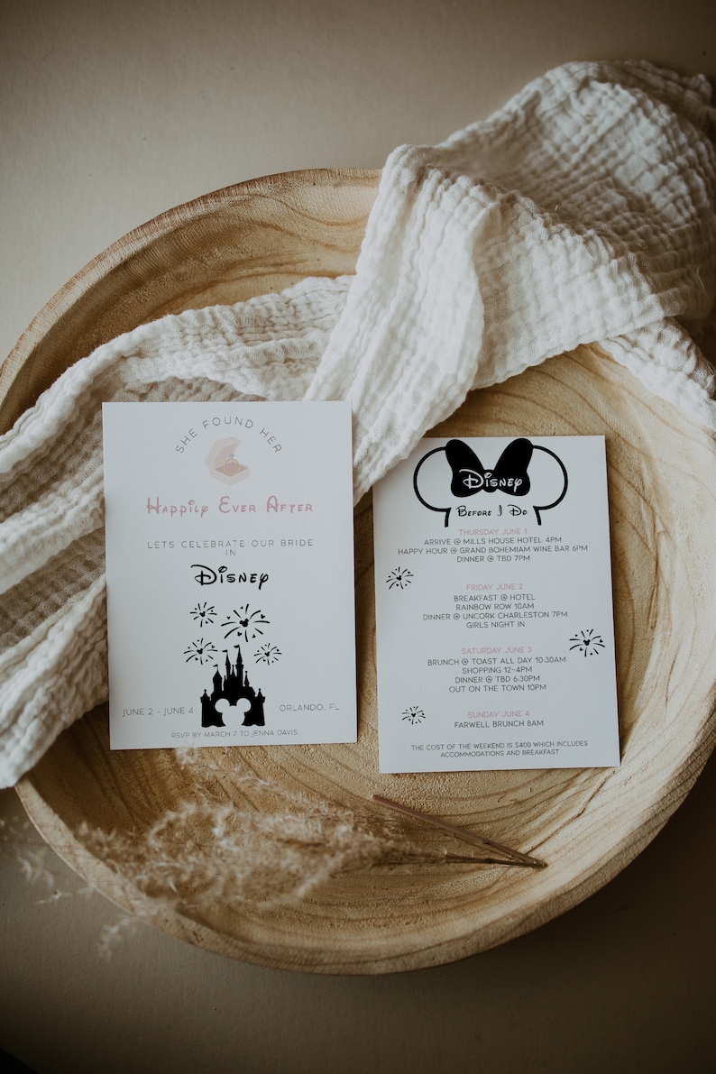 DISNEY Bachelorette Itinerary Template, Castle Bachelorette Weekend ...
