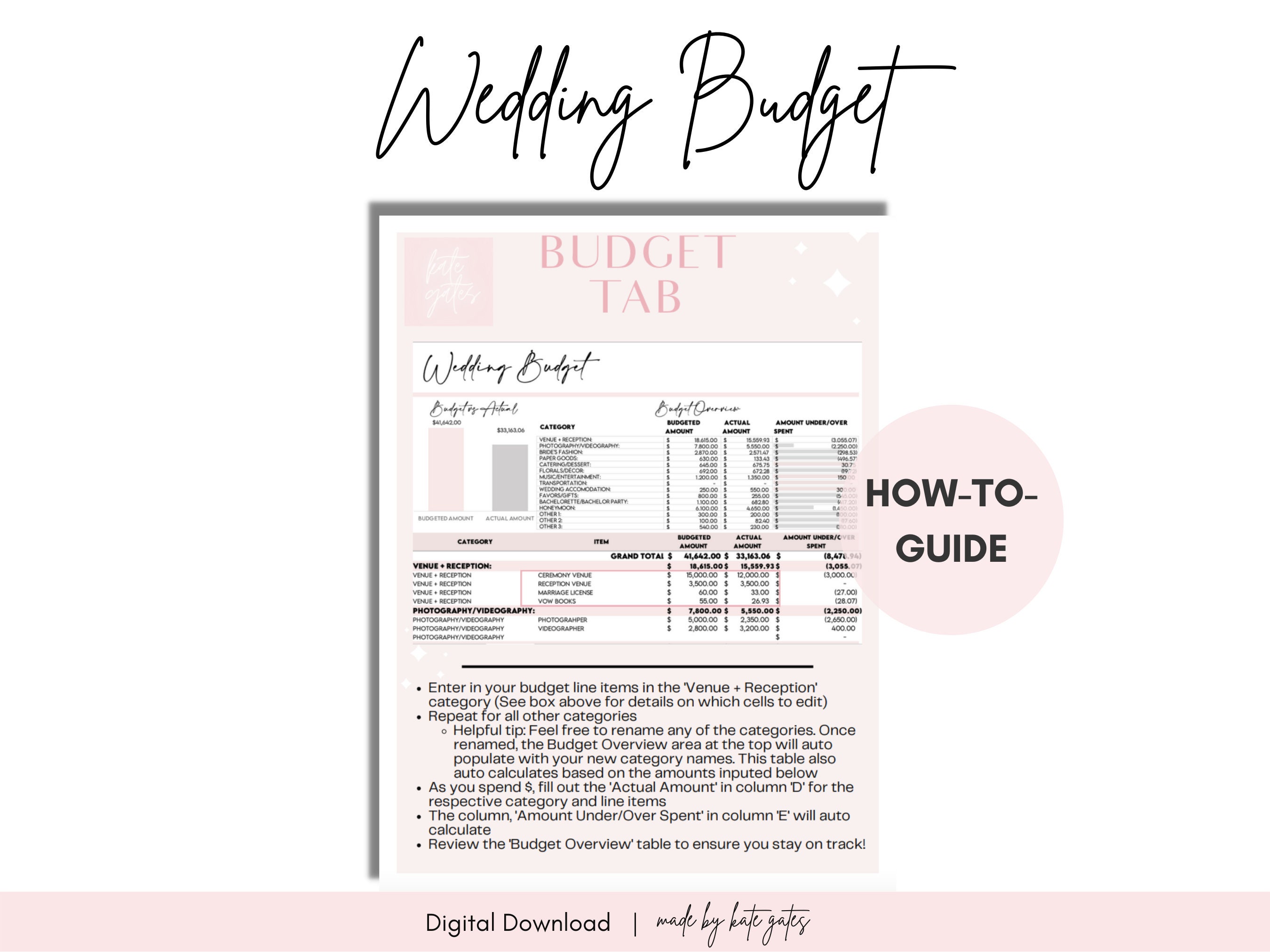 Wedding Budget Spreadsheet, Budget Tracker, Google Sheets, Spreadsheet ...