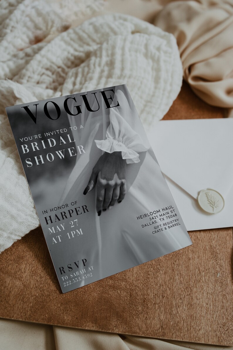 VOGUE Bridal Shower Invite, Bridal Shower Invitation, Digital Download ...
