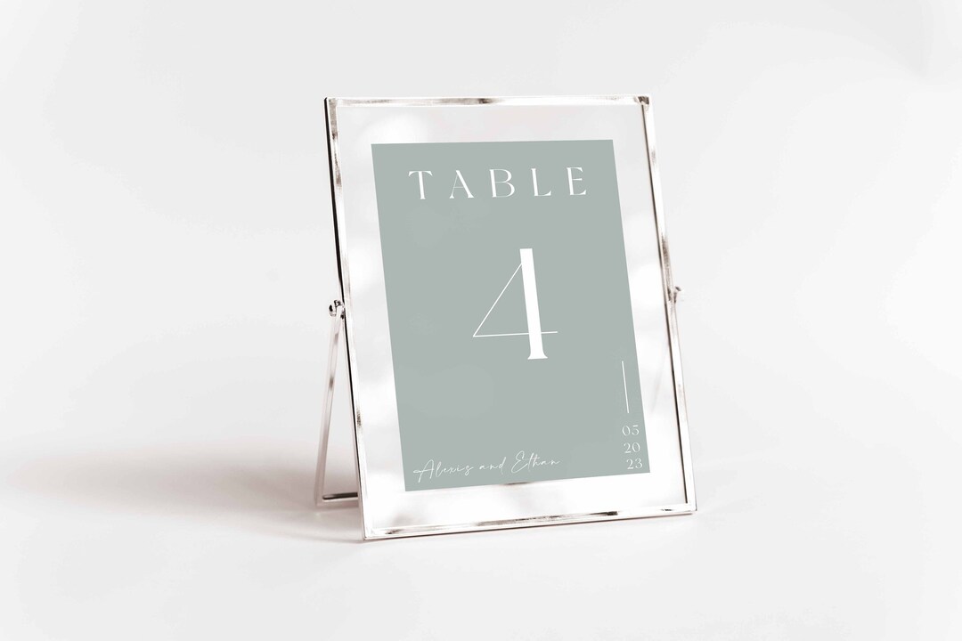 Sage Wedding Table Numbers, Wedding Table Number Template, Table Signs ...