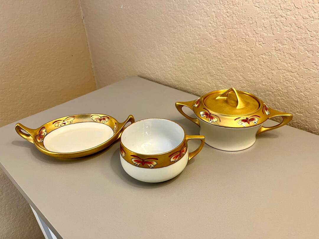 EPIAG Royal Czechoslovakia Art Deco Tea Set: Gold Butterfly Design - Etsy