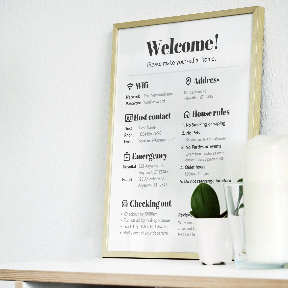 Vacation Rental Welcome Sign: House Rules for Beach or Cabin, Guest ...