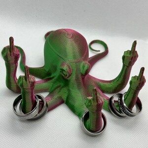 Middle Finger Octopus Ring Holder Display | 3D Printed, Sealife Decor ...