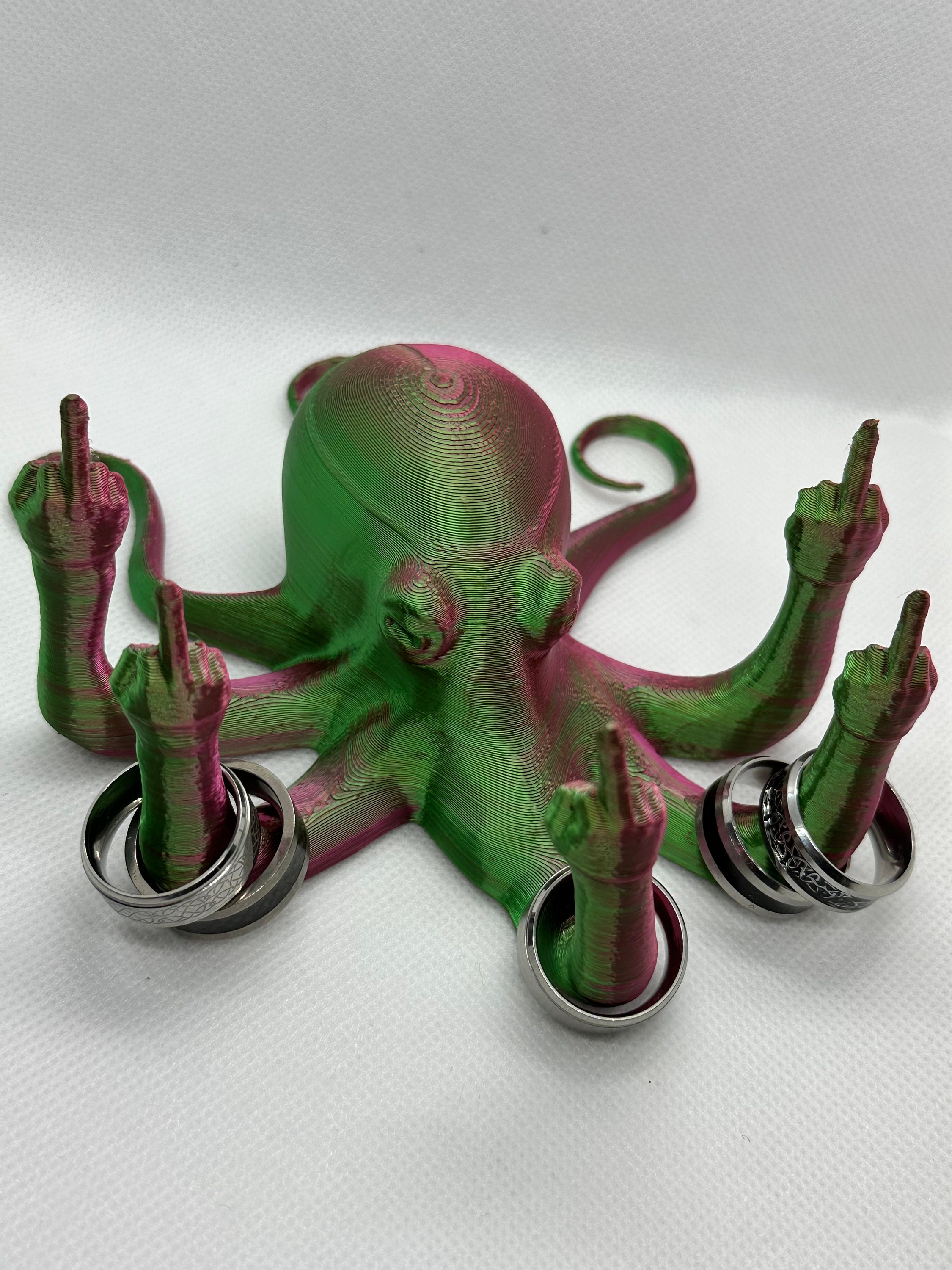 Middle Finger Octopus Ring Holder Display Sealife Decor, Flipping Off ...