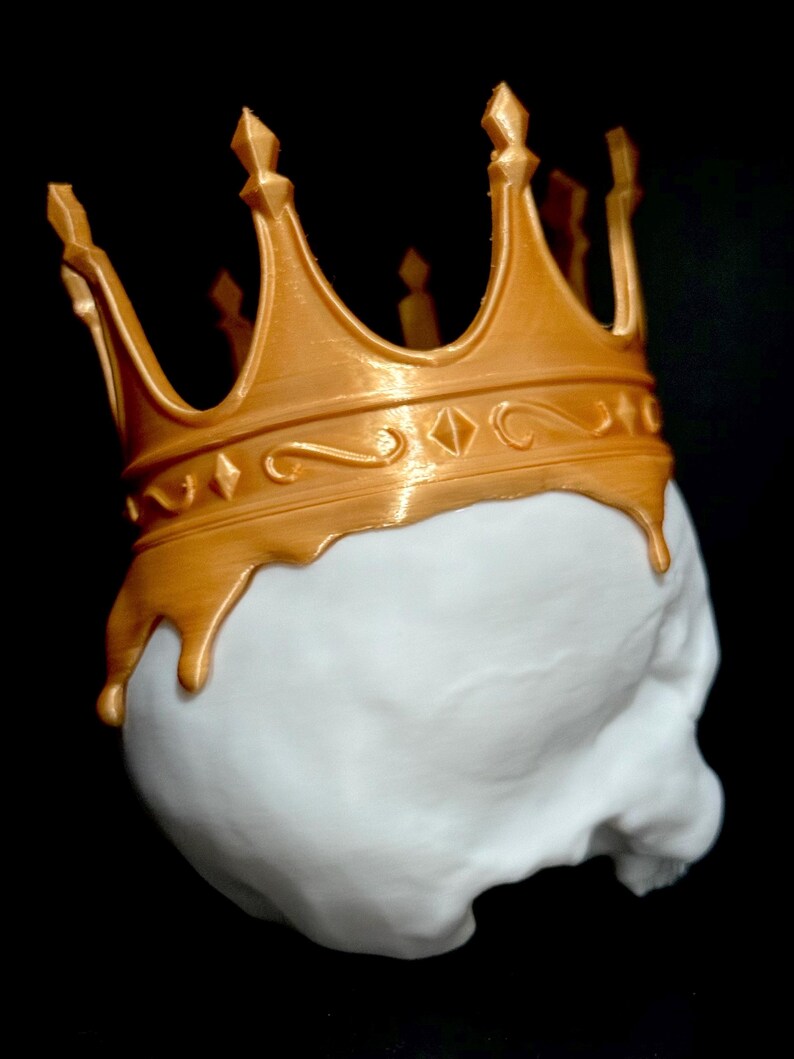 Skull With Melted Crown | 3D Printed, Dark Fantasy Decor, Gothic Skull ...