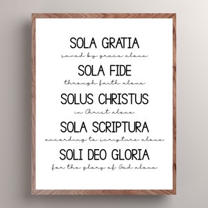 The Five Solas Digital Print Christian Wall Art 5 Solas Wall - Etsy