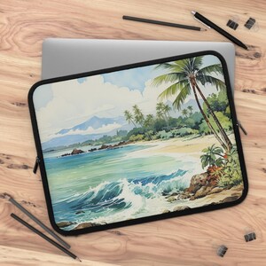 Vintage Hawaii Beach Laptop Sleeve: Tropical Island Art - Etsy
