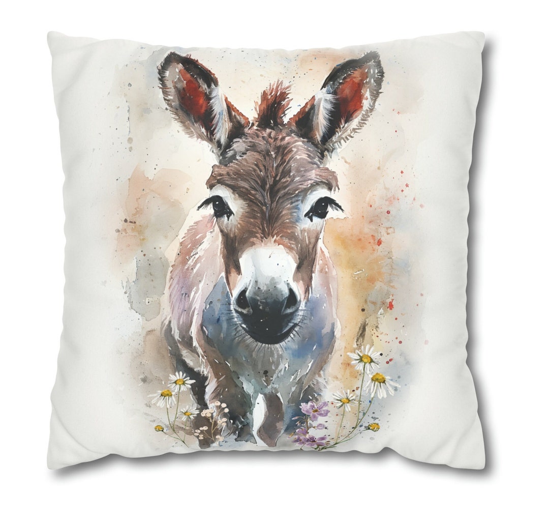 Donkey Pillow Cover Soft Faux Suede Cover Cute Animal Cover 4 Sizes ...