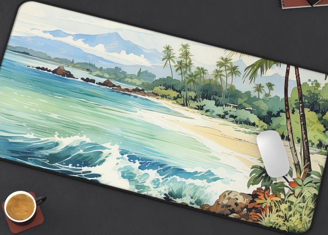 Hawaii Ocean Desk Mat: Vintage Oceanscape Computer Mouse Pad - Etsy