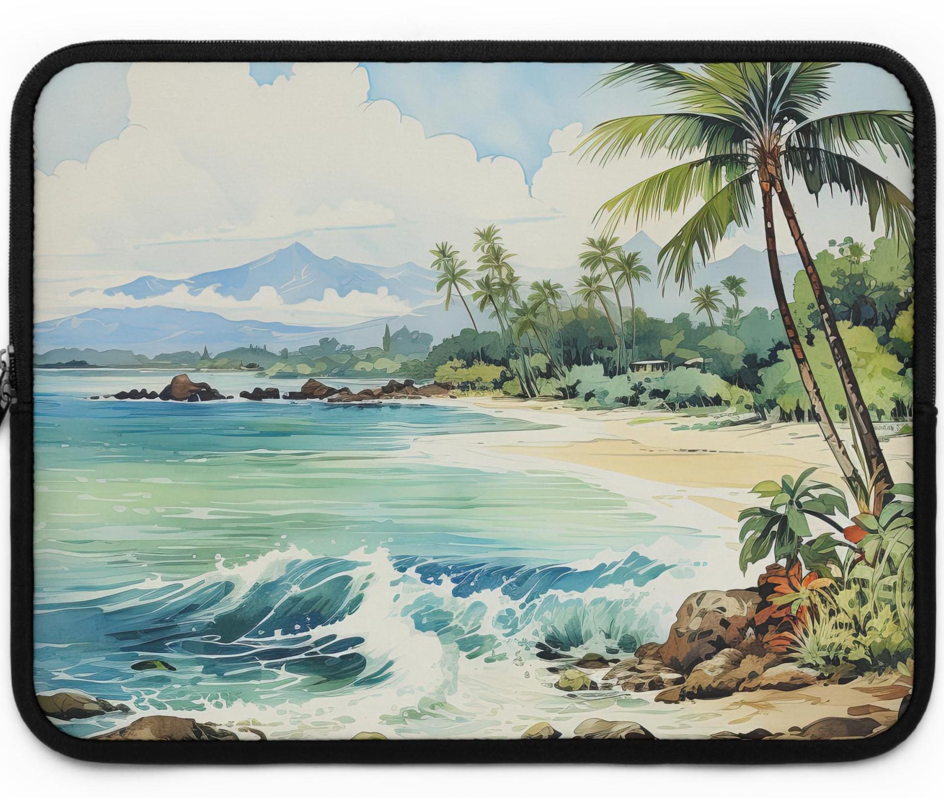 Vintage Hawaii Beach Scene Art Laptop Sleeve, Tablet, Kindle Sleeve, 7 ...