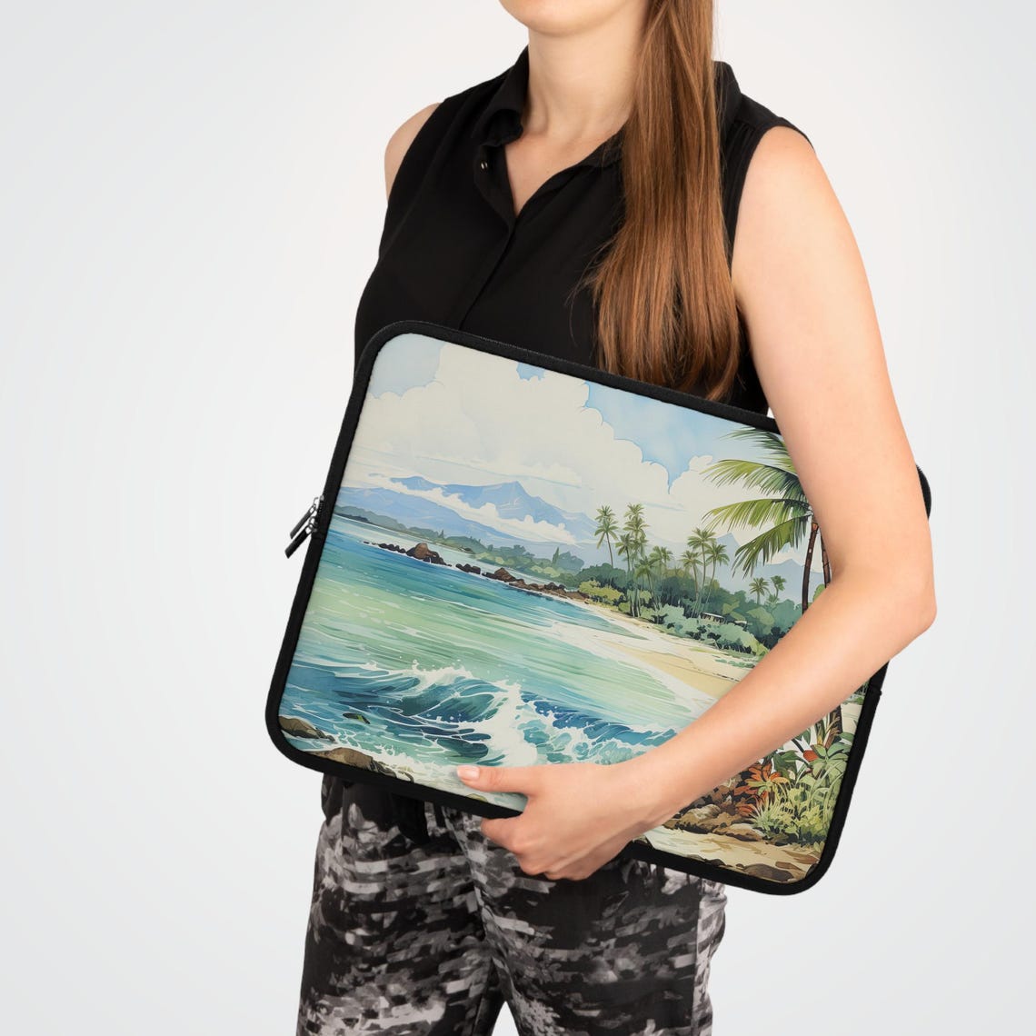 Vintage Hawaii Beach Scene Laptop Sleeve, Tablet Sleeve, 7 10, 13, 15 ...