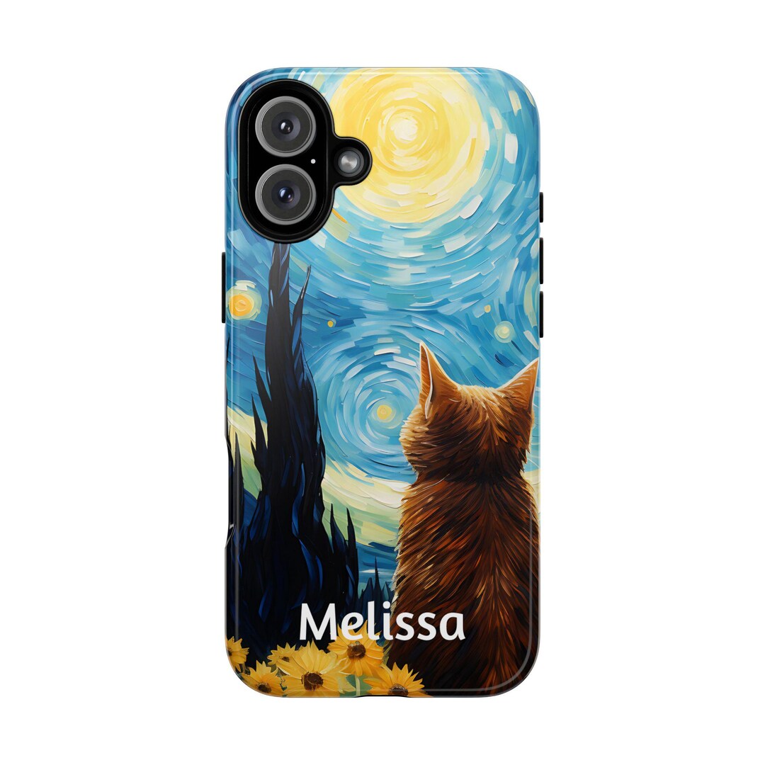 Van Gogh Cat Starry Night Phone Case: Protective Art Cover - Etsy